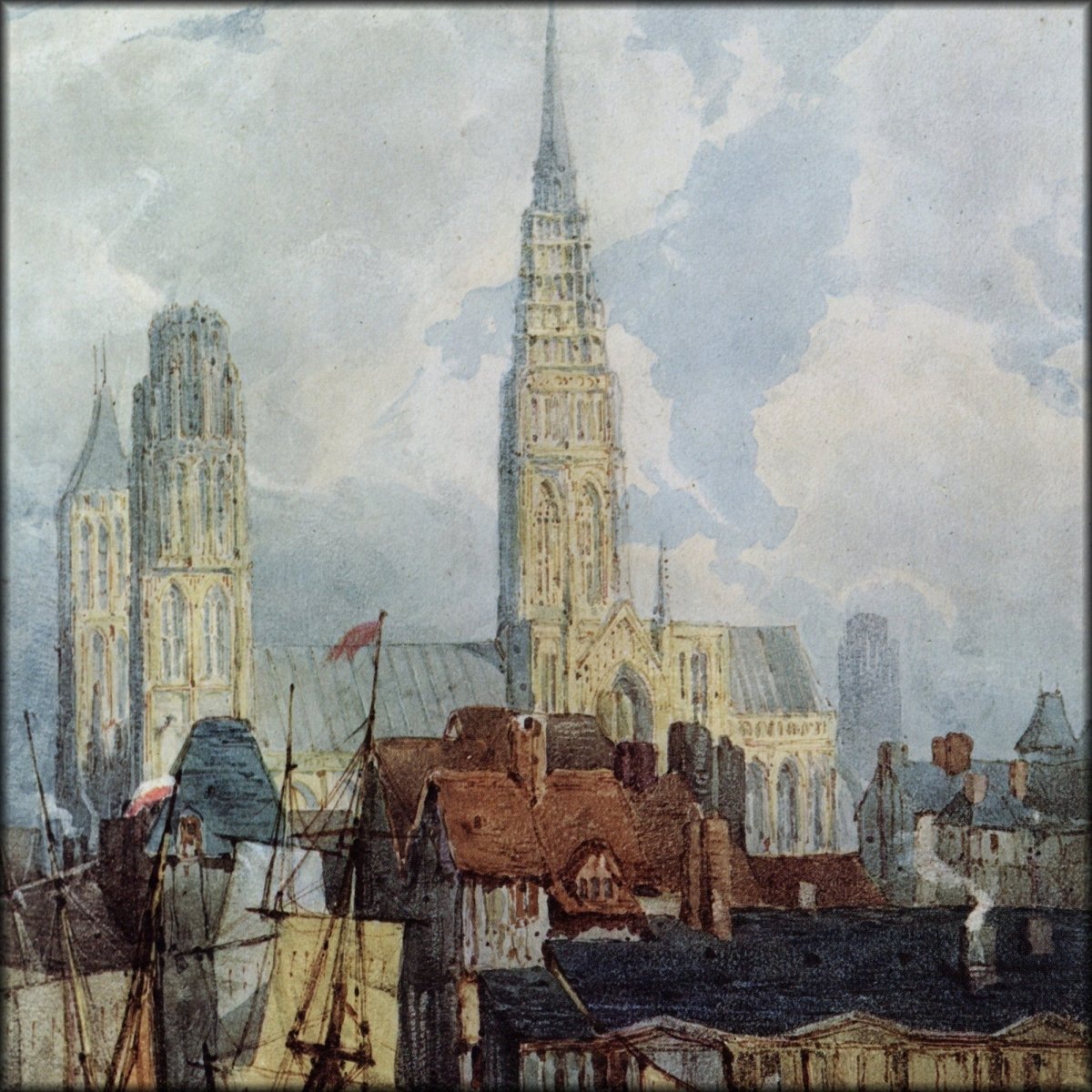 Richard Parkes Bonington (1802-1828) - Rouen from the Quai c.1821