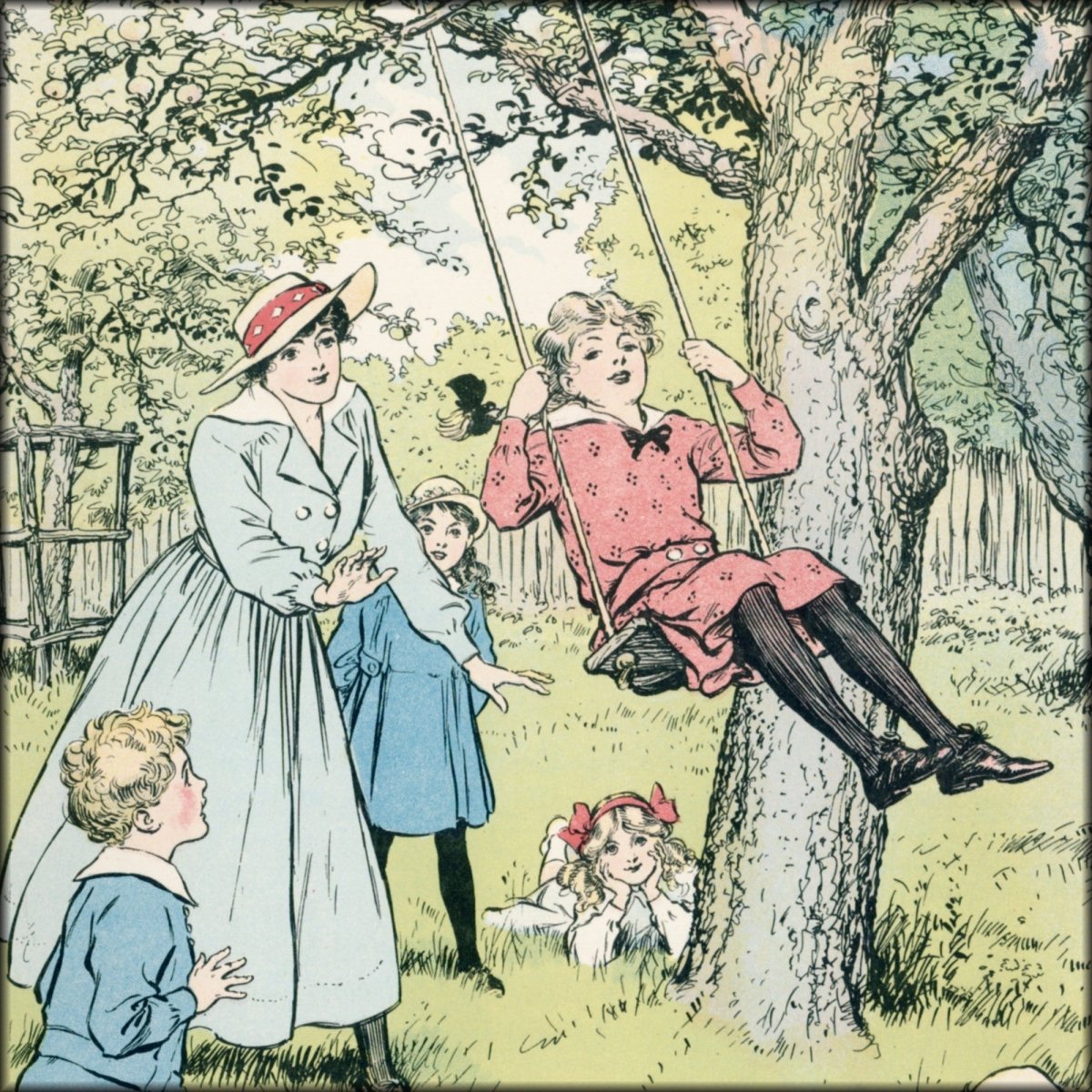 C.E. Brock (1870-1938) - Aunt Isobel gave us swings 1917