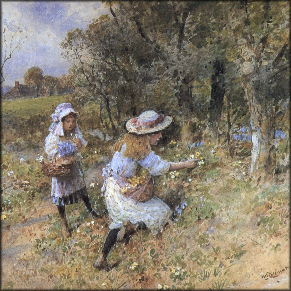 William Stephen Coleman (1829-1904) - The Primrose Gatherers