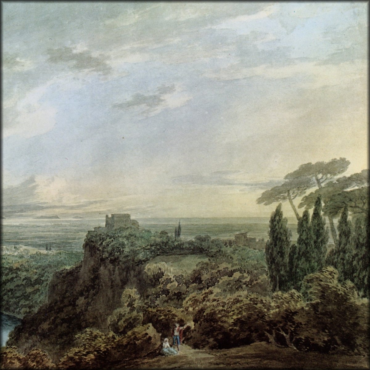 John Robert Cozens (1752-1797) - The Lake of Nemi looking towards ...