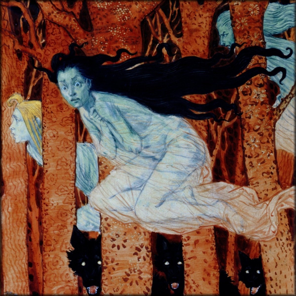 Eugène Grasset (1841-1917) - Three Woman and Three Wolves