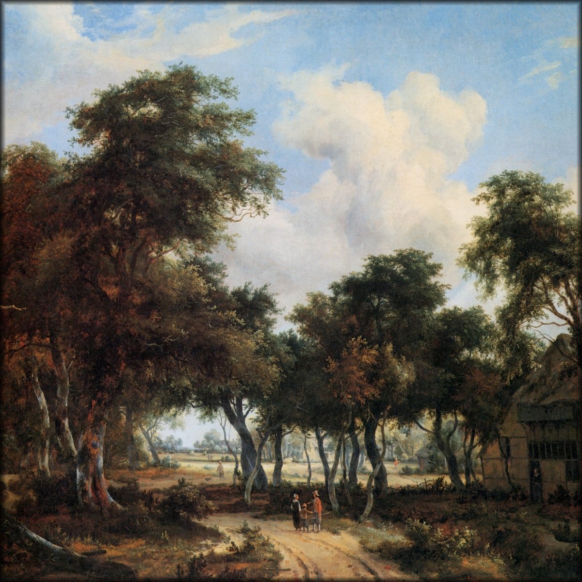 Meindert Hobbema (1638-1709) - A Woody Landscape with a Cottage c.1665
