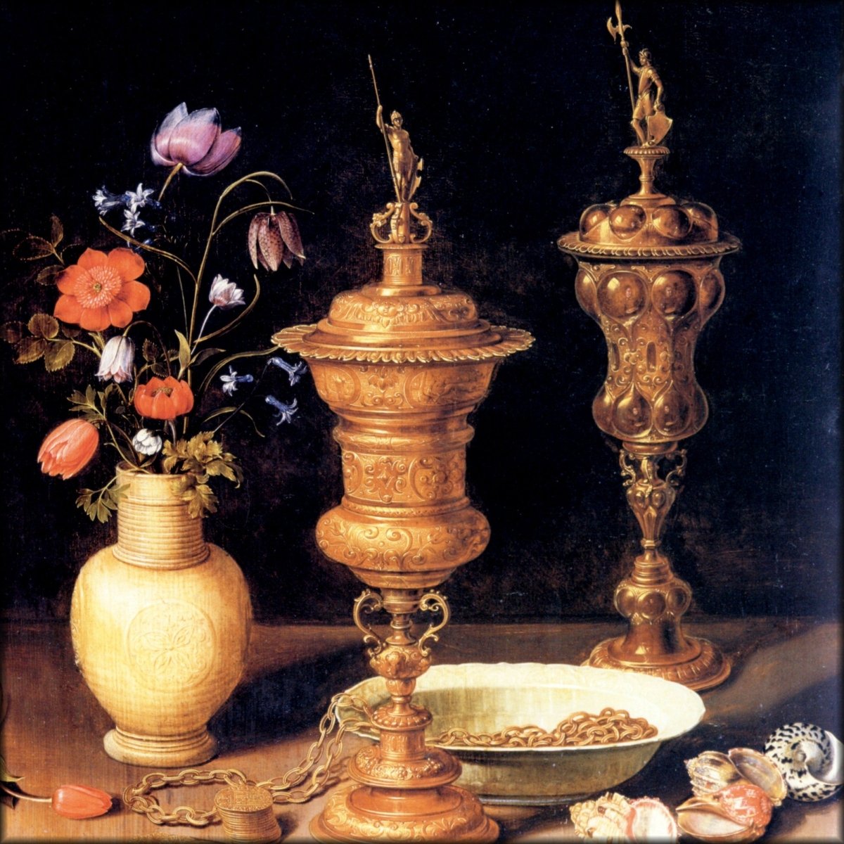 Clara Peeters (1594-c.1640) - Still life with flowers & goblets 1612